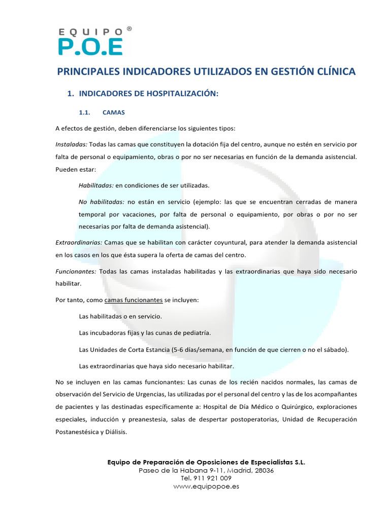 FD - 2. Principales Indicadores Usados en Gesti N Cl°nica | PDF | Hospital | Cirugía