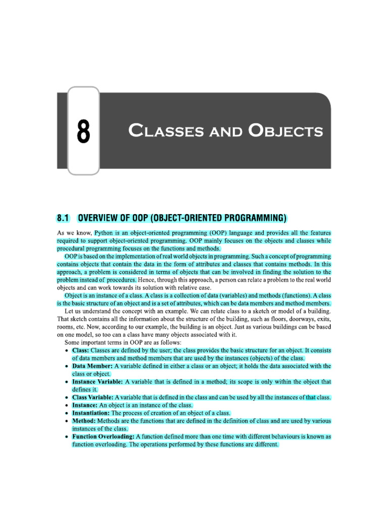 UNIT-4 - Python - Classes and Objects | PDF