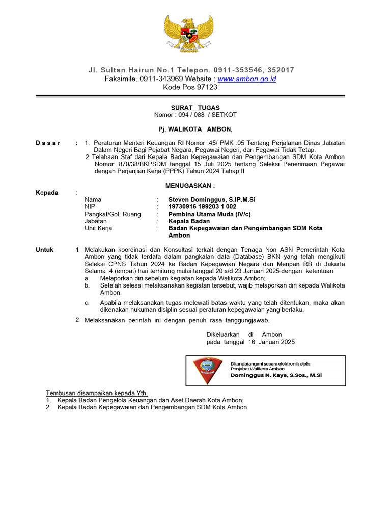 SPT Kaban BKPSDM - Sign | PDF