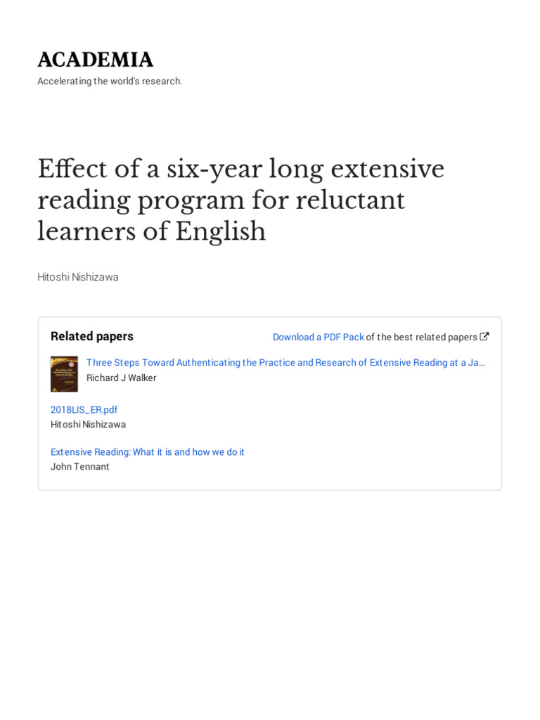 T2. Effect of A Six-Year Long Extensive Reading Program For Reluctant ...