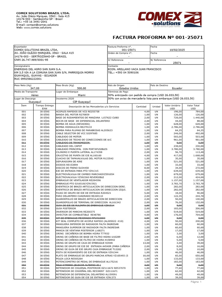 Factura Proforma 001-25071 | PDF | Motores | Máquinas