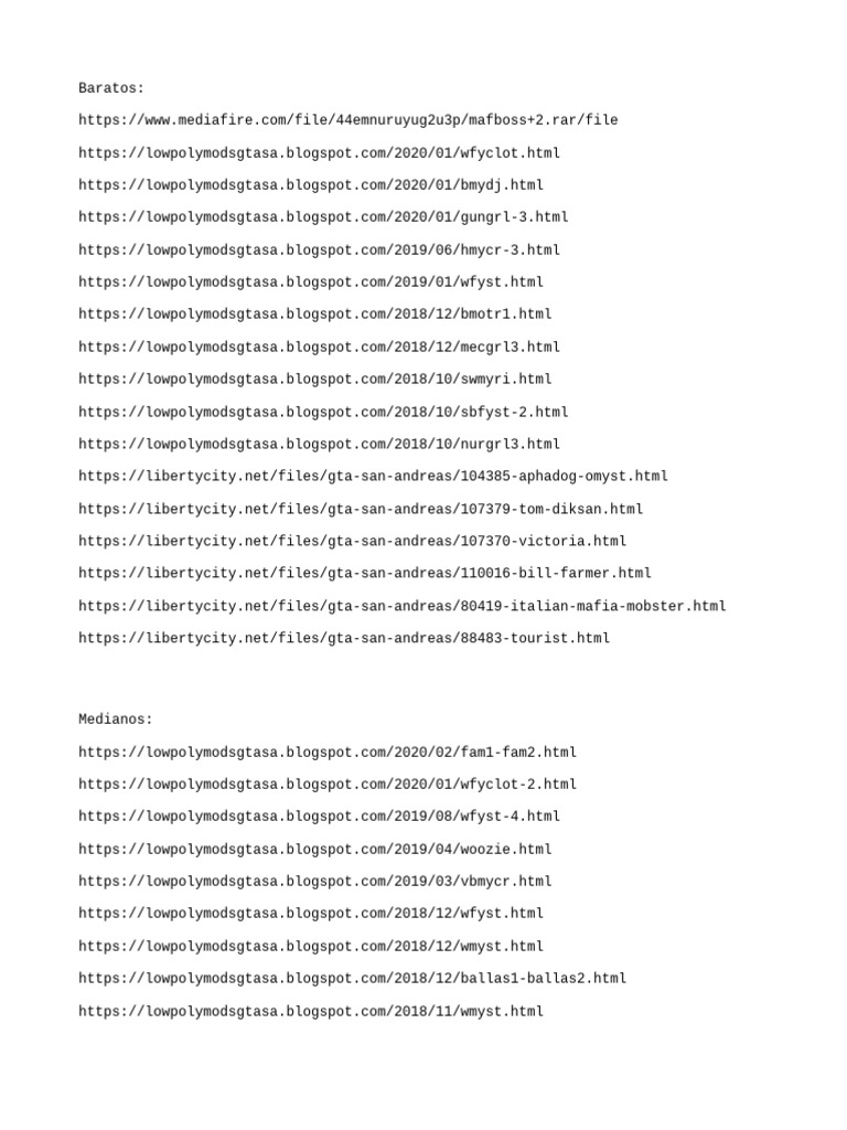 GTA SA Skin IDs and Downloads Guide | PDF