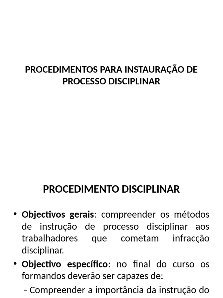 Procedimentos para Instauração de Processo Disciplinar | PDF | Justiça ...