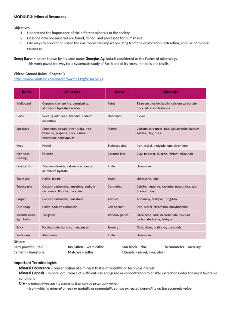 Understanding Mineral Resources and Their Impact | PDF | Minerals | Ore