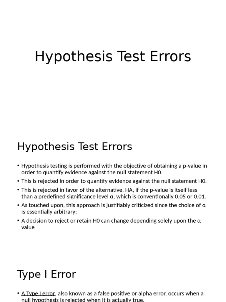 Hypothesis Test Errors | PDF | Type I And Type Ii Errors | Statistical ...