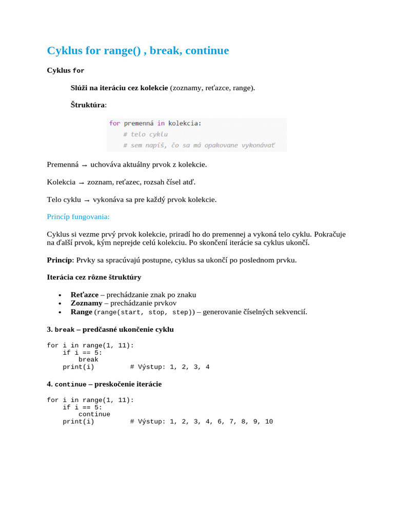 Poznámk Cyklus For | PDF