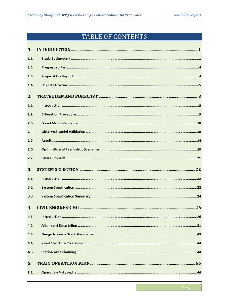 Feasibility Report Delhi Gurgaon Rewari Alwar RRTS Corridor | PDF ...