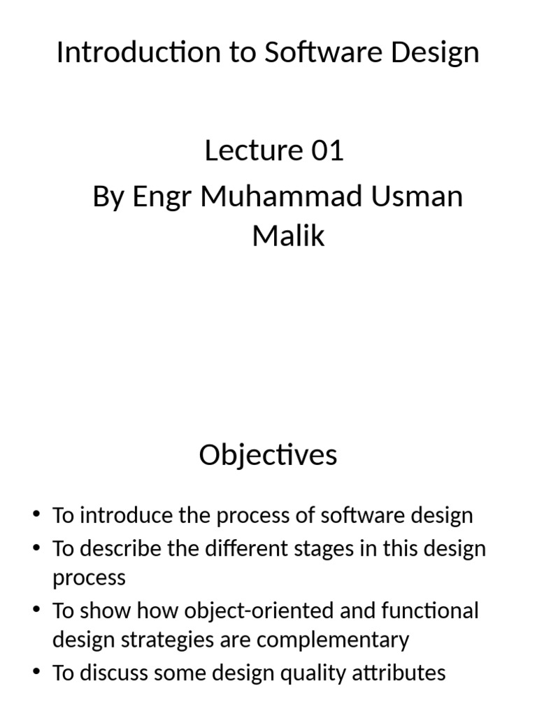 Lecture 01 Introduction to Software Design | PDF | Software Industry ... Lecture 01 Introduction to Software Design | PDF | Software Industry ...