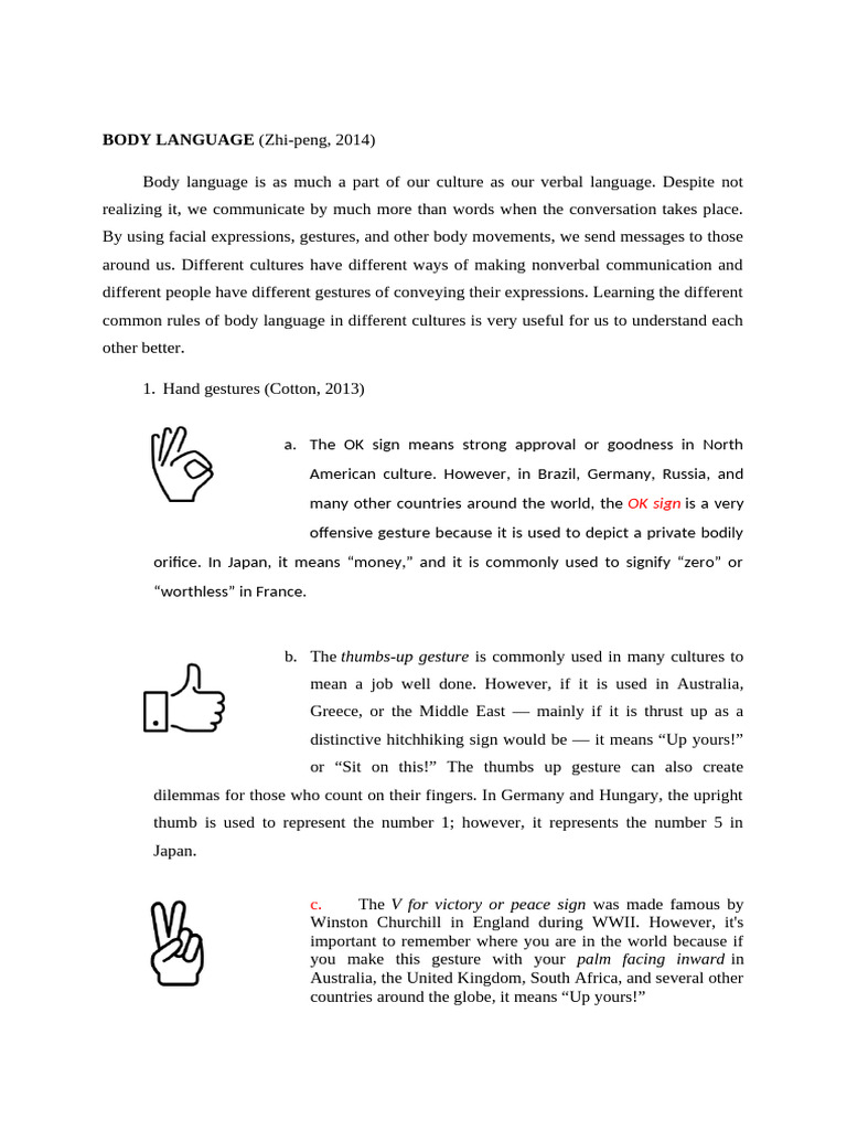 GEC 4 Hand Gestures | PDF | Gesture | Body Language
