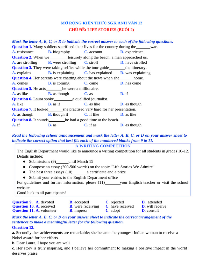 (HS) - Mở Rộng Kiến Thức SGK Anh Văn 12 Unit 1buổi 2 | PDF | Steve Jobs ...