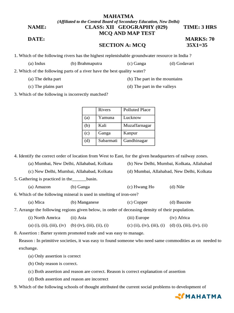 MCQ AND MAP TEST | PDF | Earth Sciences