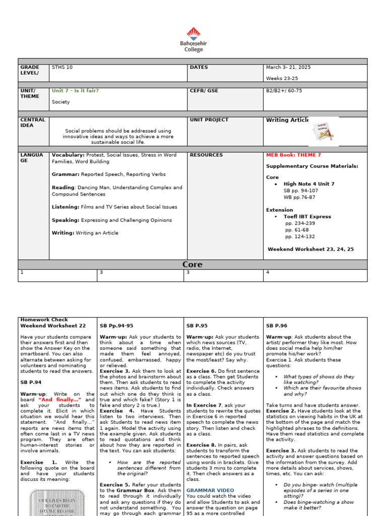 Unit 7: Addressing Social Issues | PDF | Reading Comprehension | Question