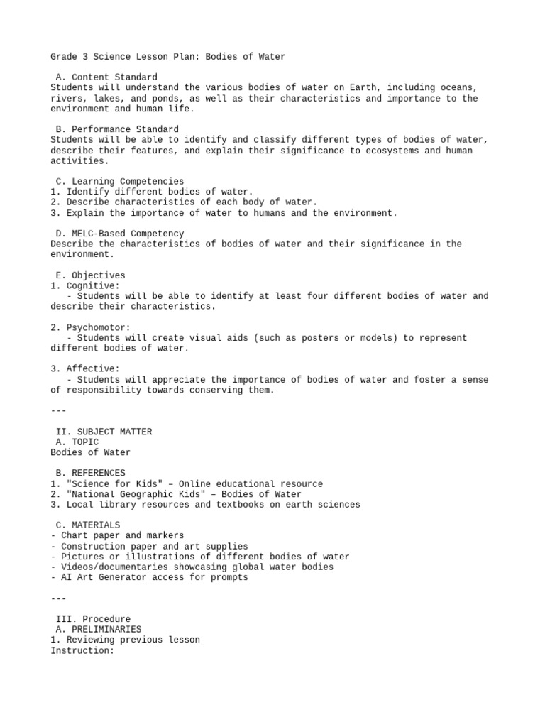Lesson Plan Science 7es | PDF | Water | River