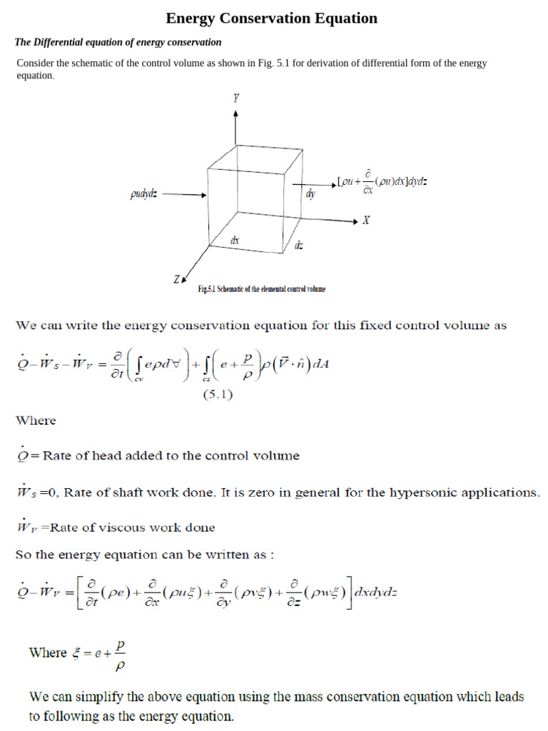 Energy Conservation Equation | PDF