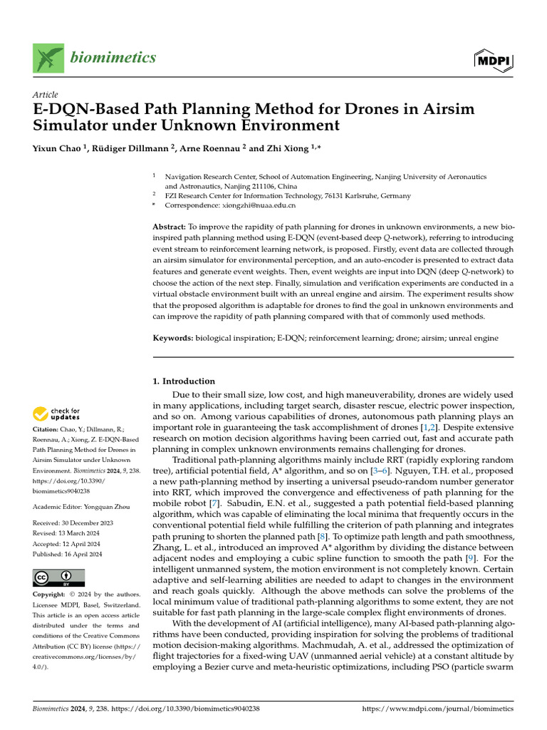 E-DQN-Based Path Planning Method For Drones in Air | PDF | Unmanned Aerial Vehicle