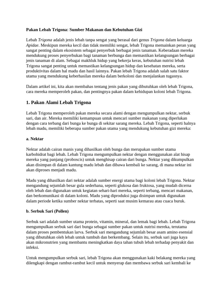 Pakan Lebah Trigona | PDF