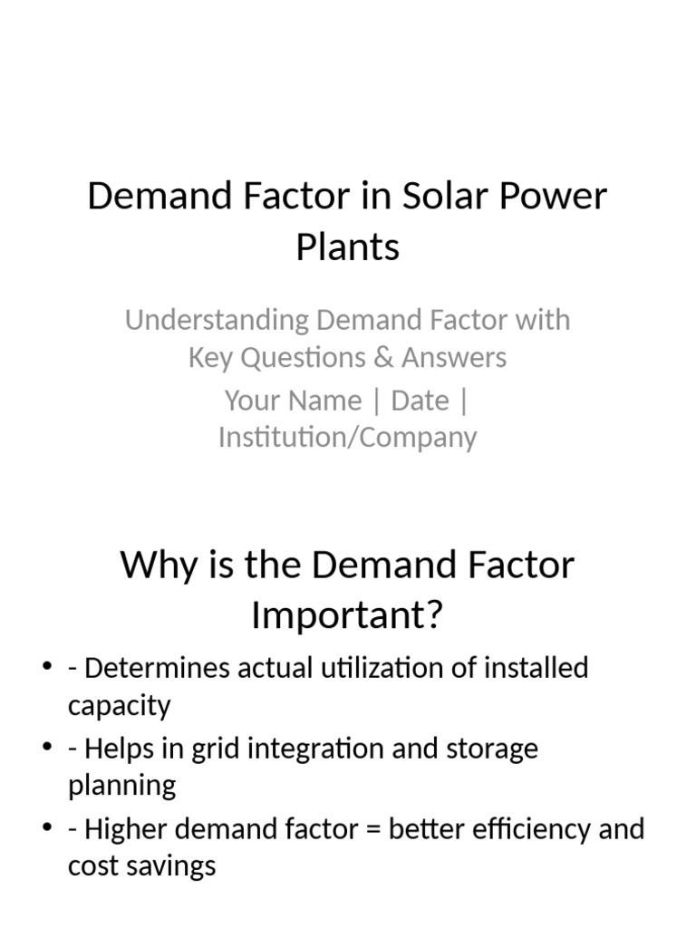 Understanding Demand Factor in Solar Power | PDF