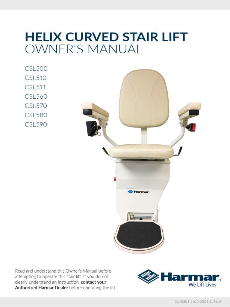 Helix Curved Stair Lift Manual | PDF | Elevator | Stairs