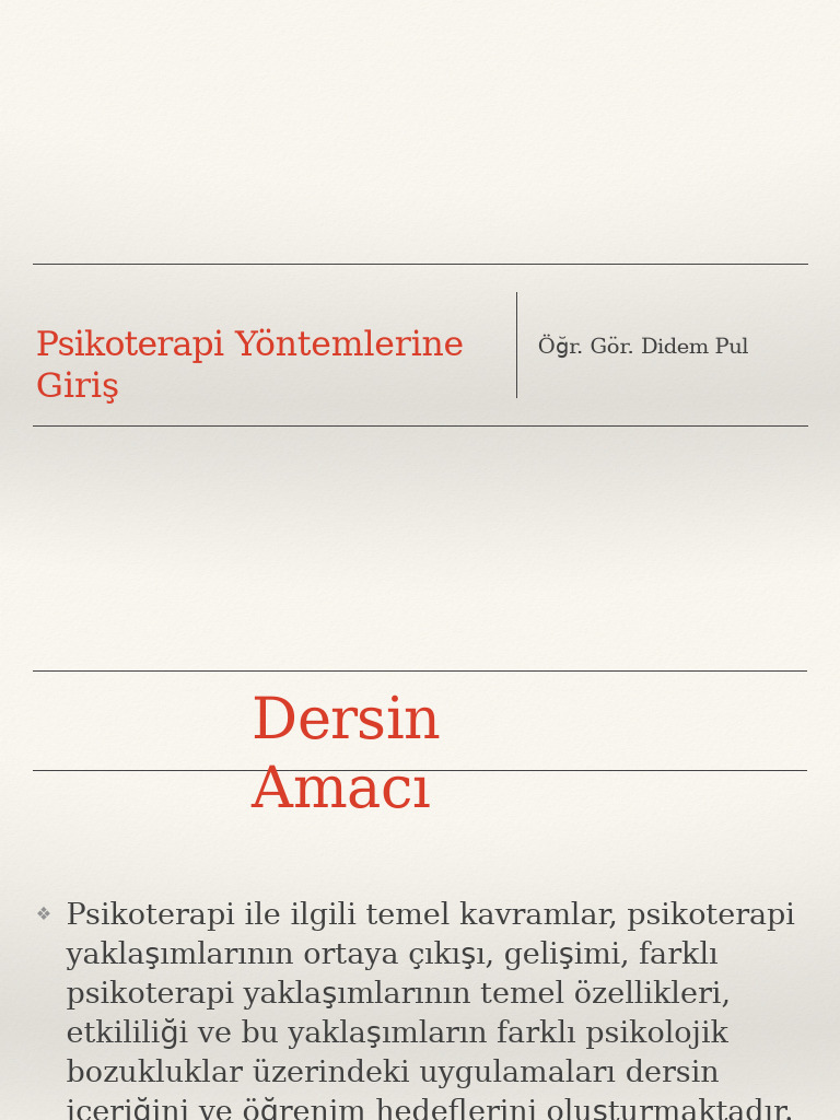 1.ders Psikoterapi Slayt | PDF