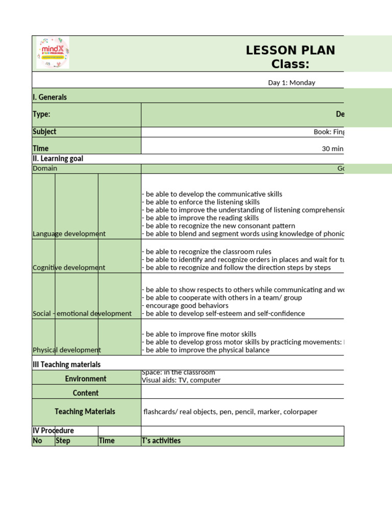 Lesson Plan - Phonics - 3-4 Years Old November | PDF | Reading ...