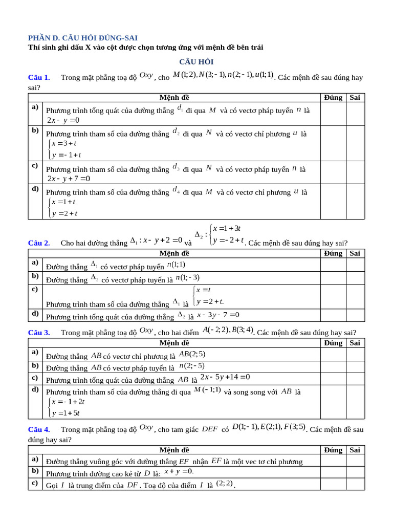 Bài 19. Phuong Trinh Duong Thang - Dungsai | PDF