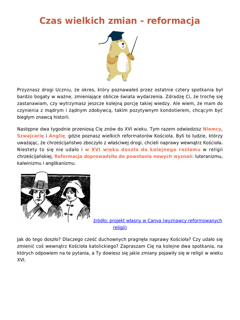 Czas Wielkich Zmian - Reformacja | PDF