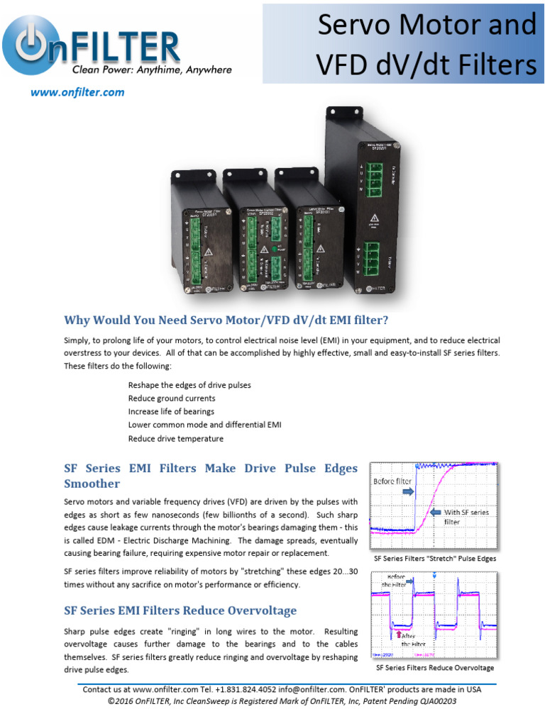 AN Filters For Servo Motors and VFD | PDF | Servomechanism | Electromagnetic Interference