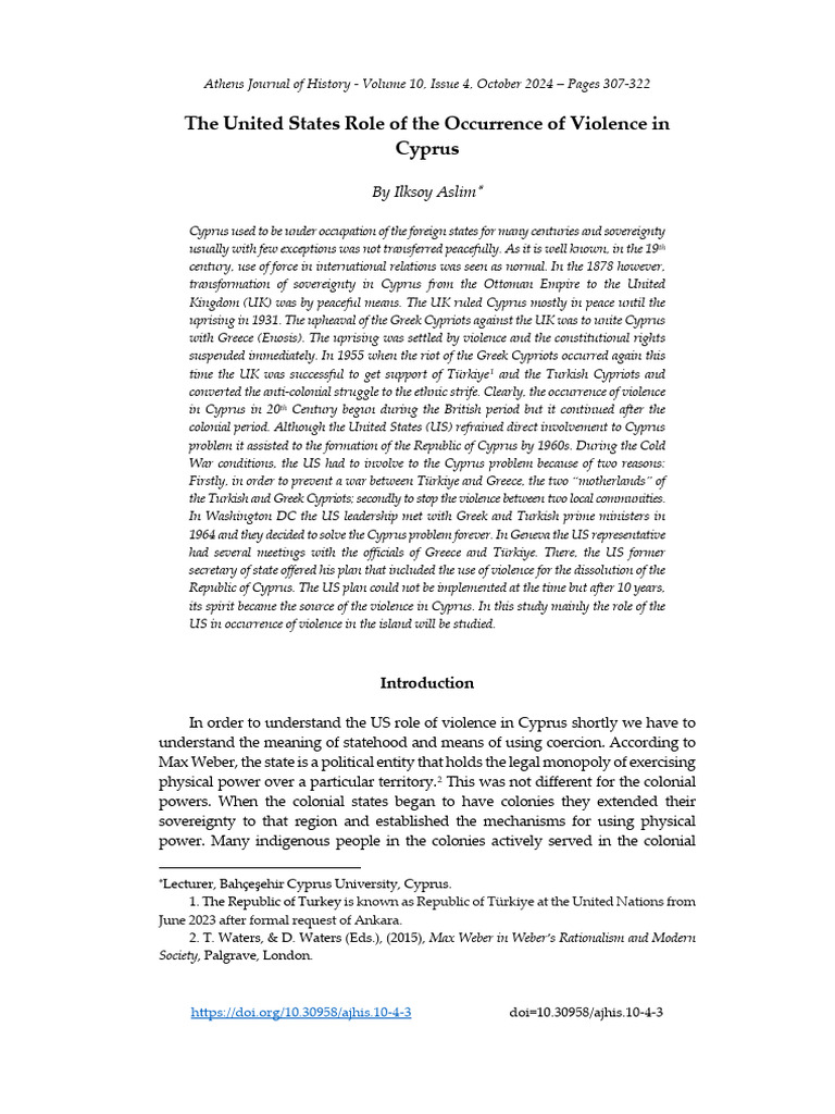 The US Role in Violence in Cyprus | PDF | Cyprus | International Relations