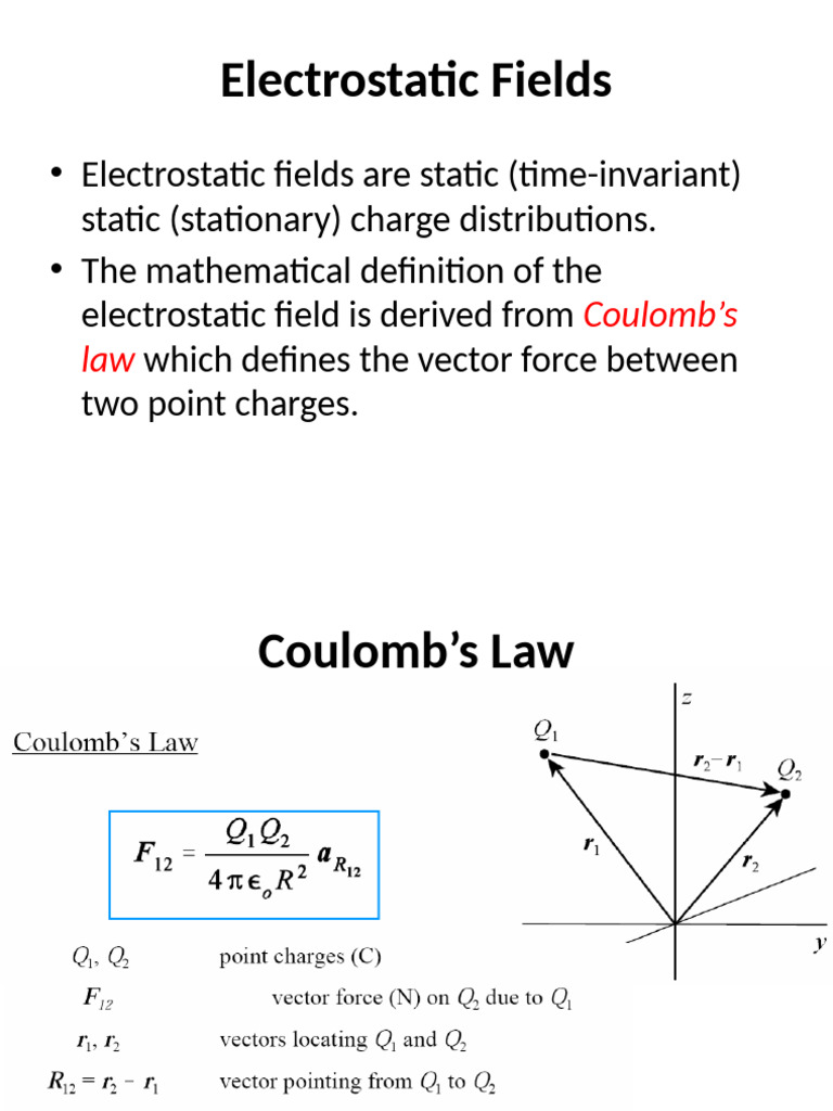 3_1 Electrostatic Fields (1) | PDF | Electric Field | Force