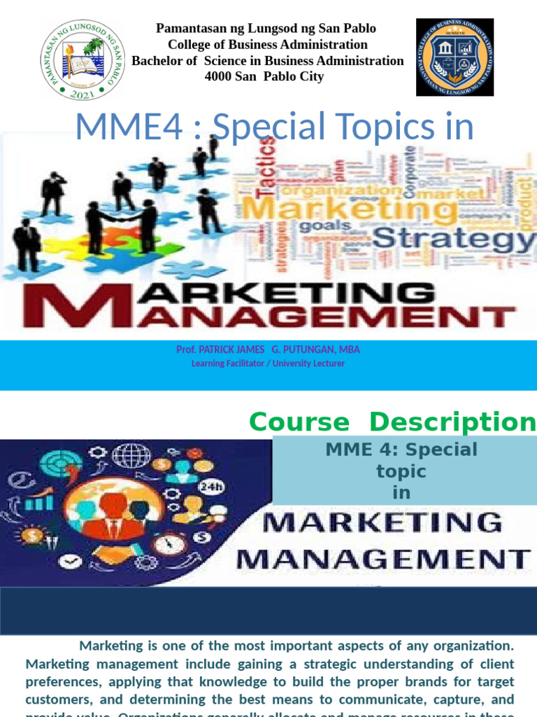 MME4 SPECIAL topic in MktgMgt | PDF | Theory | Marketing
