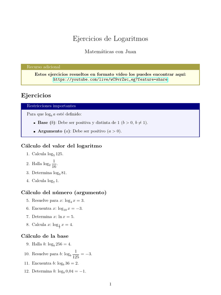 Clase de Logaritmos Matemáticas ConJuan | PDF