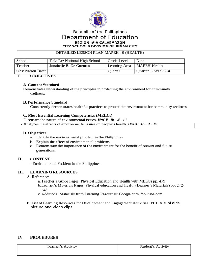 Lesson-Plan-Health | PDF | Deforestation | Coral