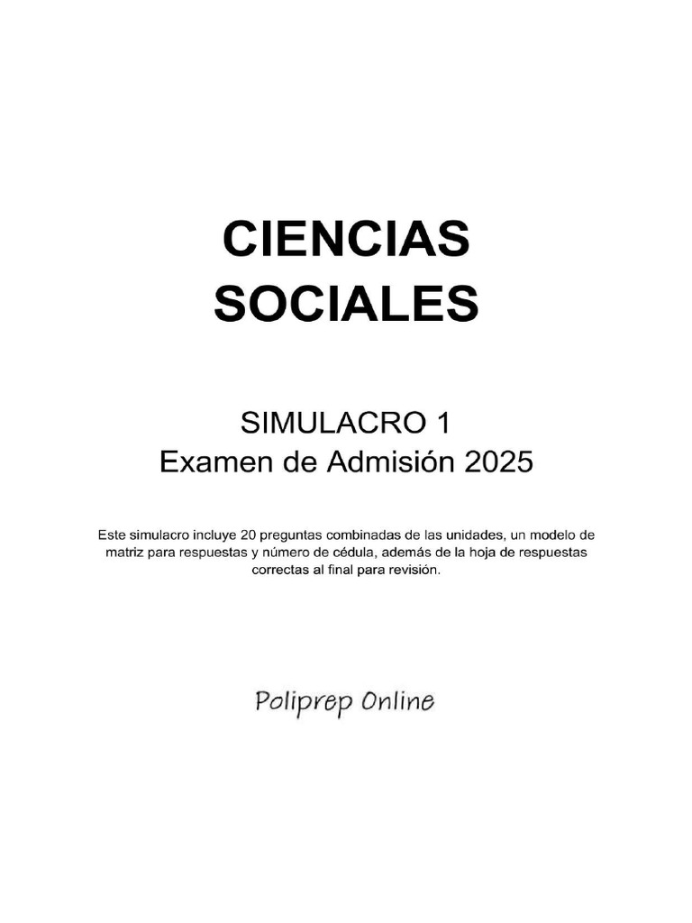 Simulacro 1 - Ciencias Sociales | PDF
