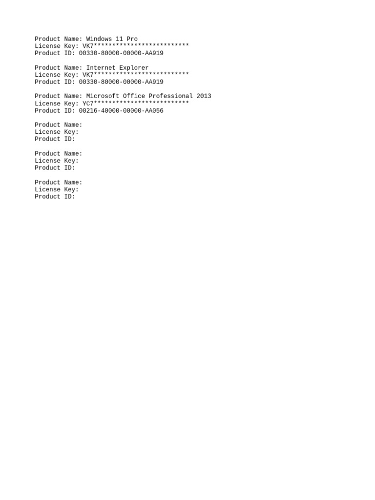 Microsoft License Keys Overview | PDF
