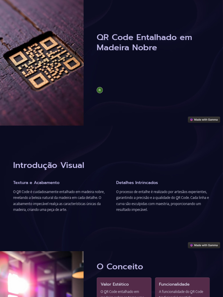 QR Code Entalhado em Madeira Nobre | PDF | Marketing | Código QR