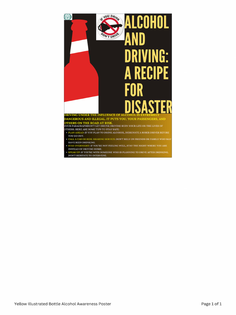 Yellow Illustrated Bottle Alcohol Awareness Poster | PDF