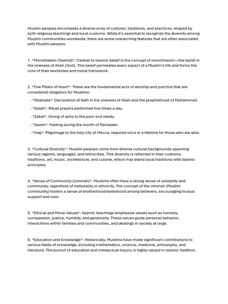 Muslim Peoples Encompass A Diverse Array of Cultures | PDF | God In ...