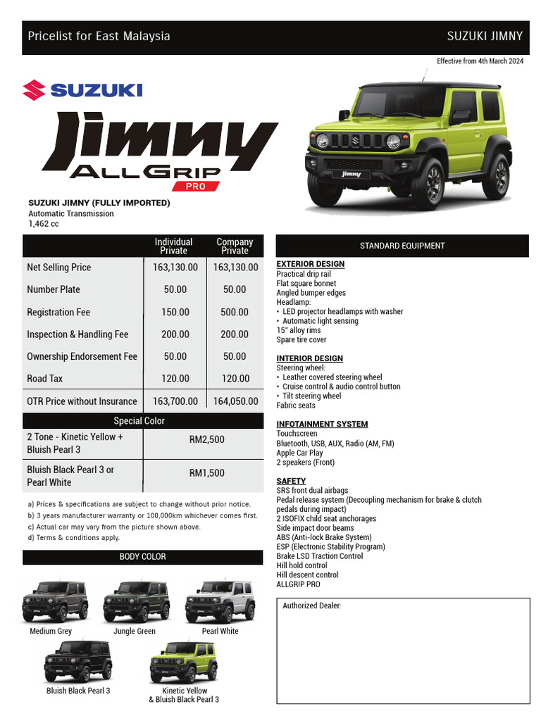 Suzuki Jimny Pricelist (Em) | PDF | Anti Lock Braking System | Airbag