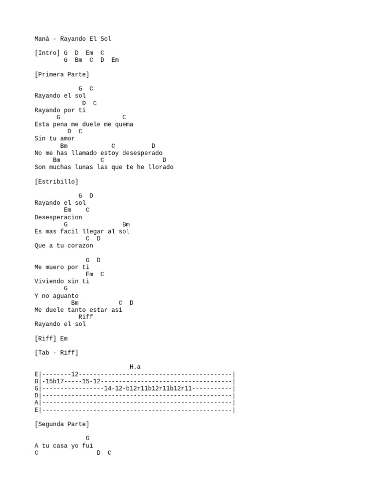 Maná - Rayando El Sol | PDF