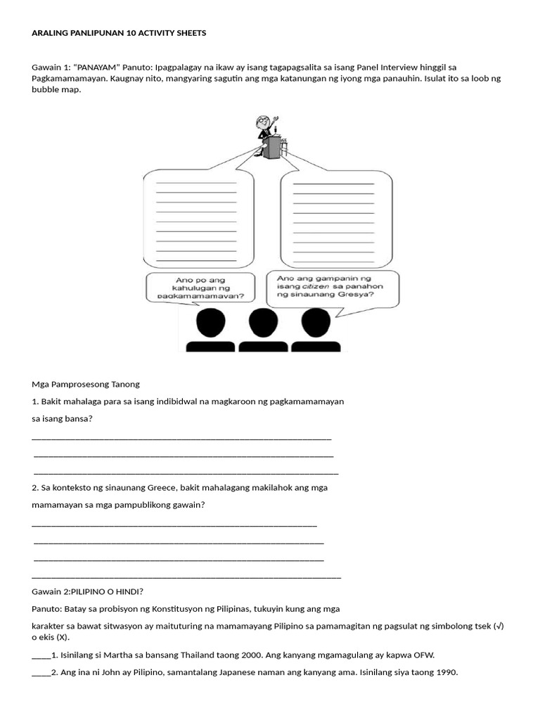 ARALING-PANLIPUNAN-10-ACTIVITY-SHEETS | PDF