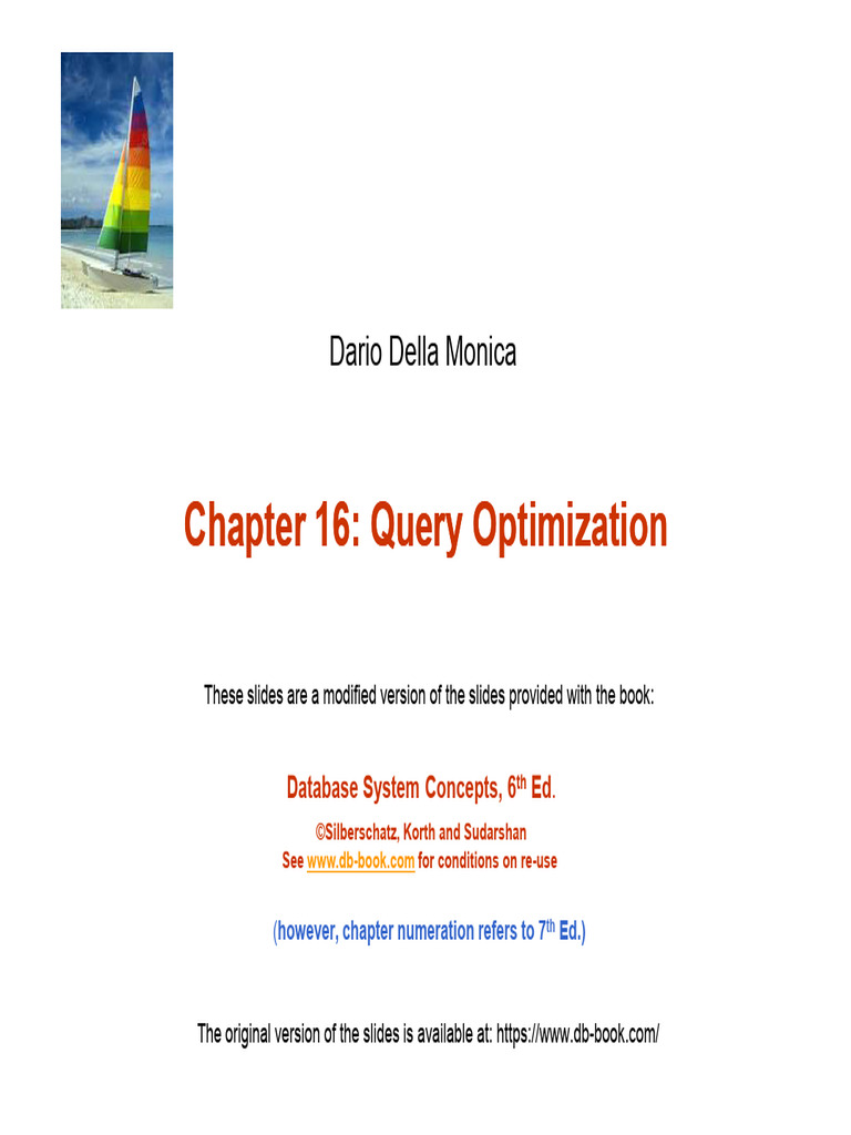 1 1b Query Optimization Sil 7ed ch16 SPLIT | PDF | Relational Model | Mathematical Logic