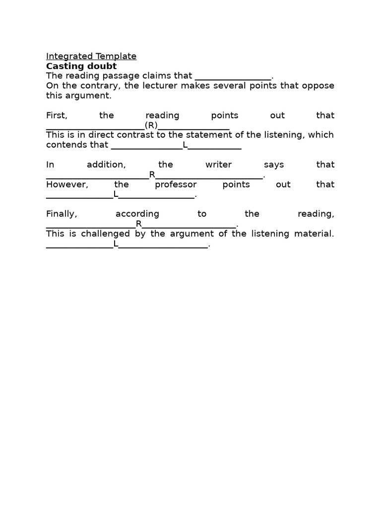 Writing Integrated Template(1) | PDF