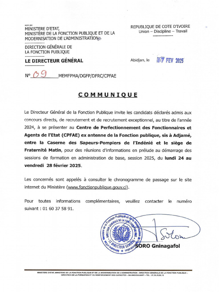 Communique DGFP Reunions 2025 | PDF