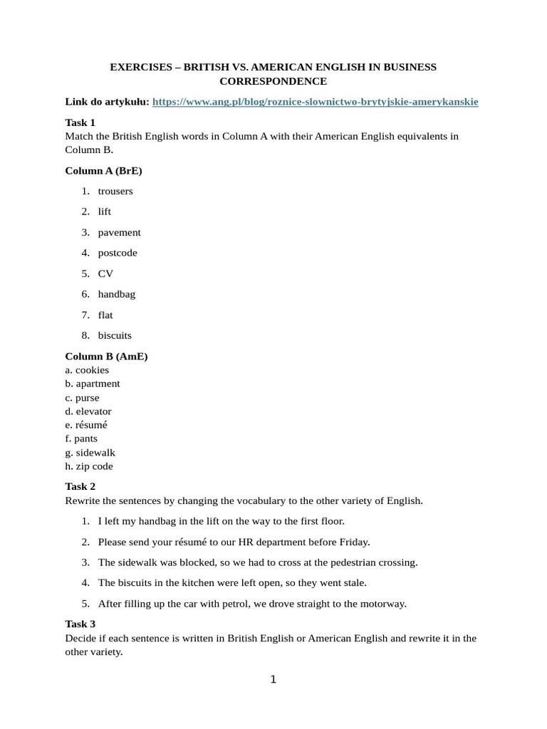 Journal Guidelines, British Vs. American English – OBEA