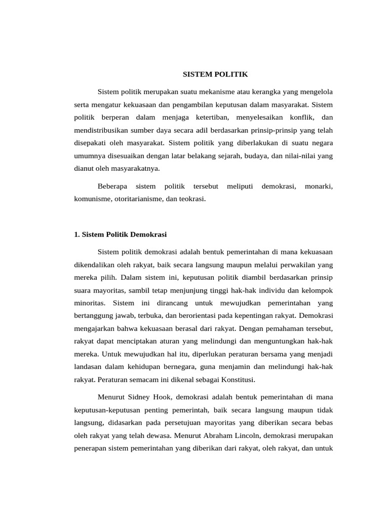 Jenis-Jenis Sistem Politik Dunia | PDF