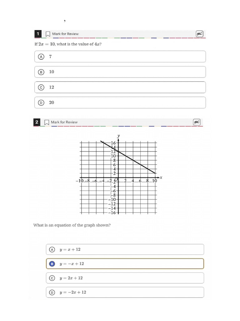 2024 05 Digital SAT Int A Math Module 2 | PDF