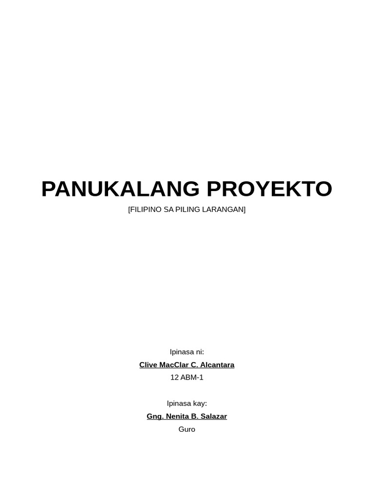 Panukalang Proyekto | PDF