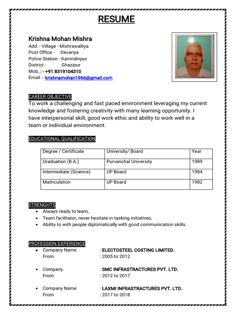 Krishna Mohan Mishra Resume Summary | PDF