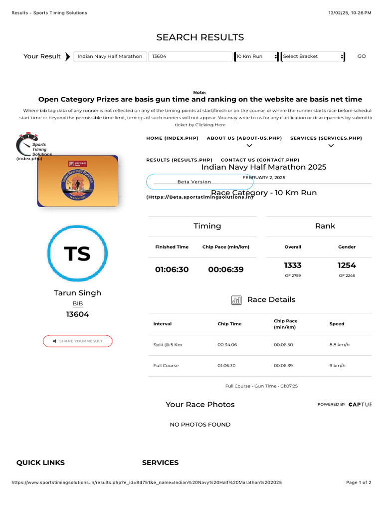 Results - Sports Timing Solutions | PDF | Long Distance Running ...