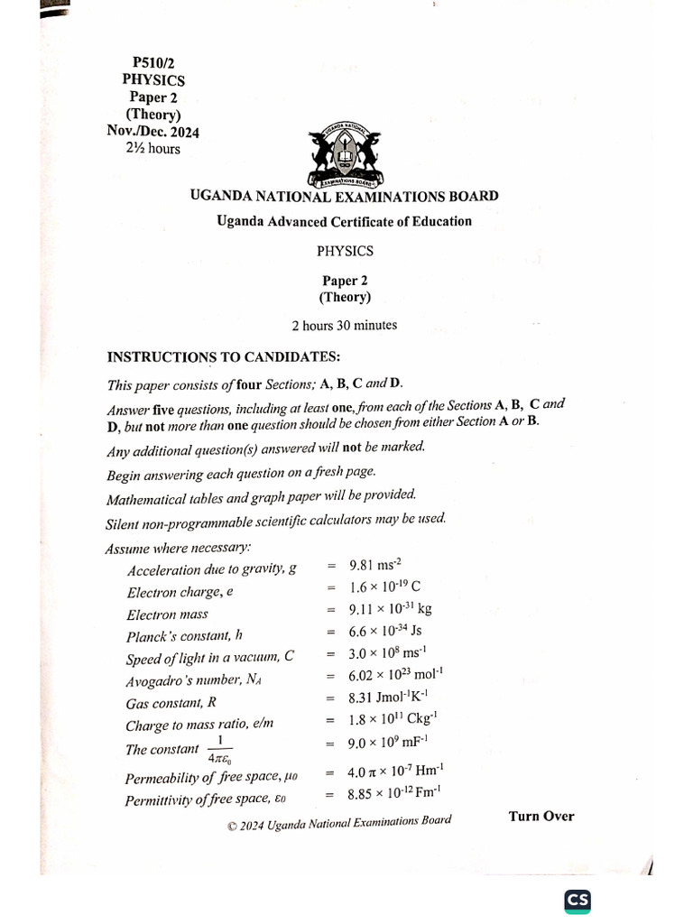 UACE PHY 2 2024 | PDF
